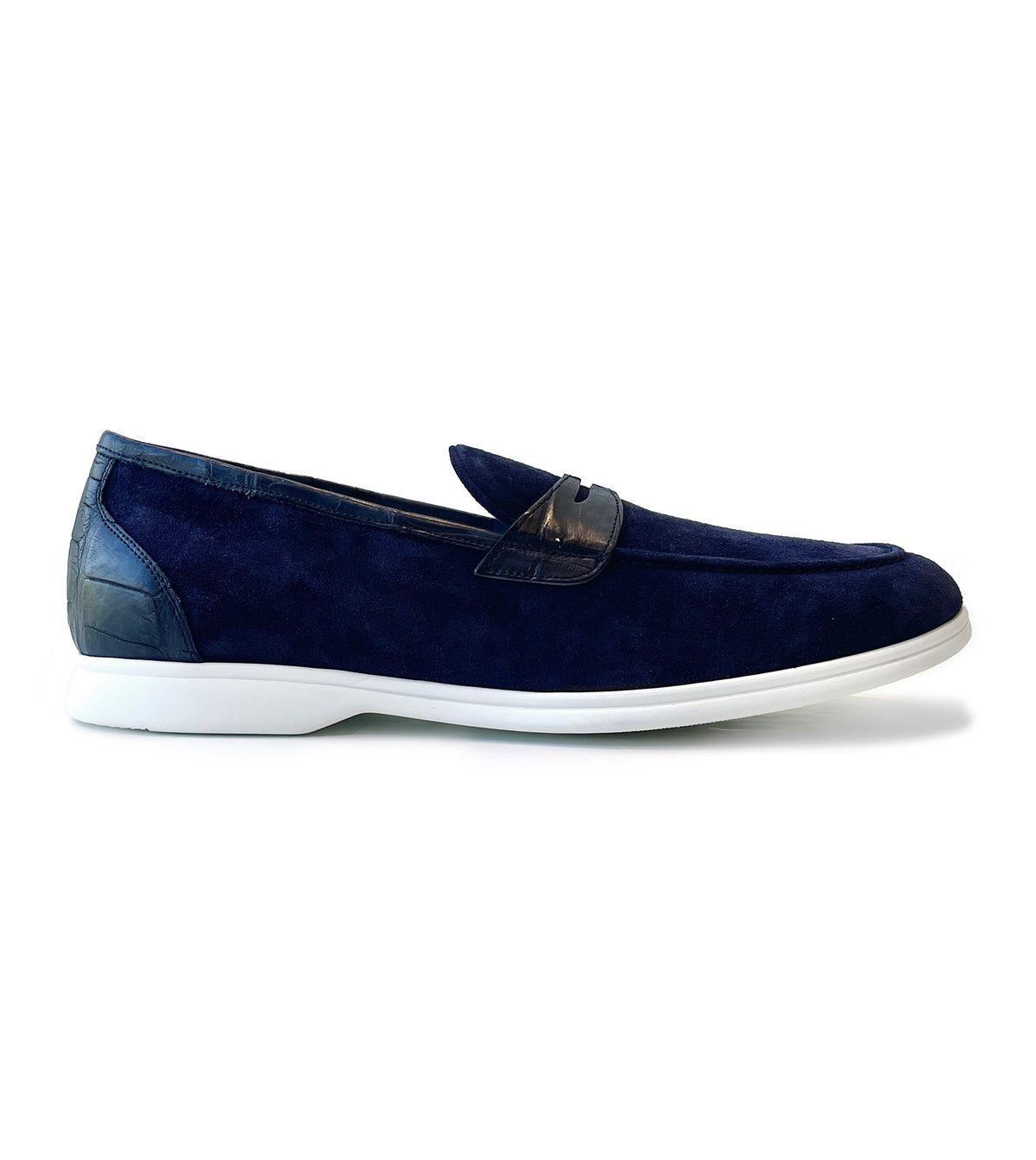 KITON Suede with Penny Crocodile Accents Loafer | Sam Malouf Authentic ...