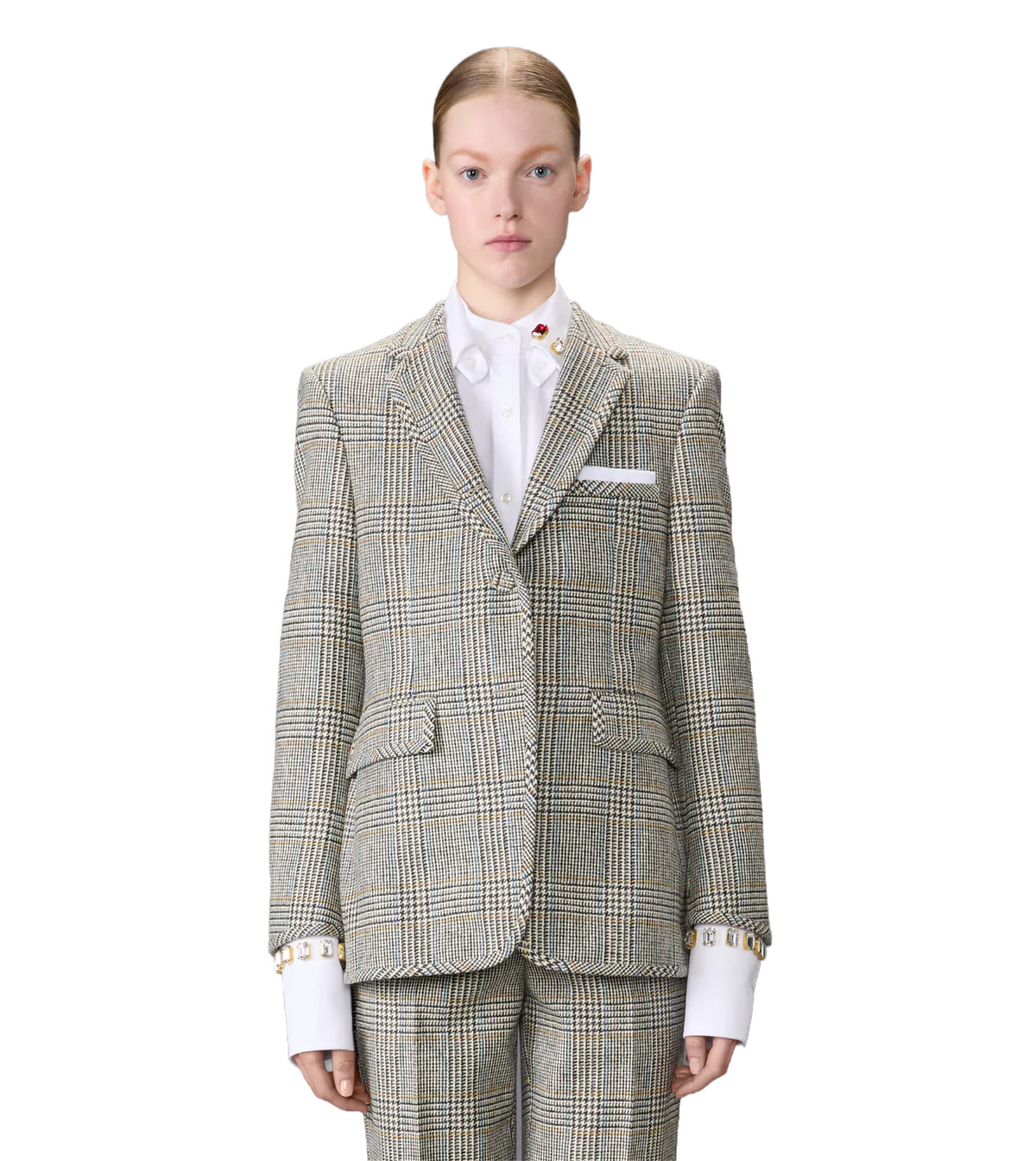 THOM BROWNE Wide Shoulder Self Tipping with Armband In Pow Hunting Twe ...